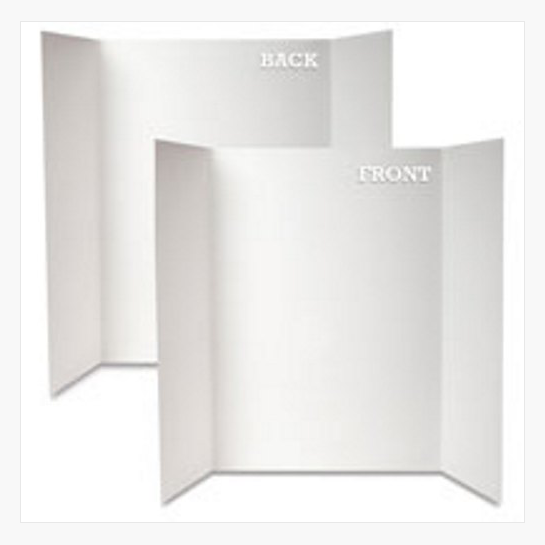 Tri-Fold White Grid Lines Foam Board 22"x28" Open, 5/case | Royal Brites