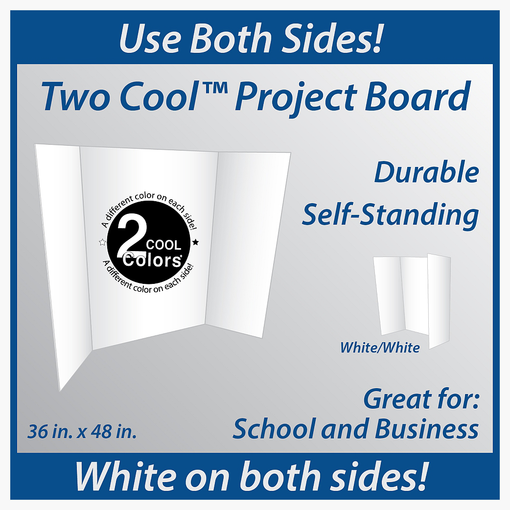 White/White Tri-Fold Project Board, 36"x48" | Royal Brites