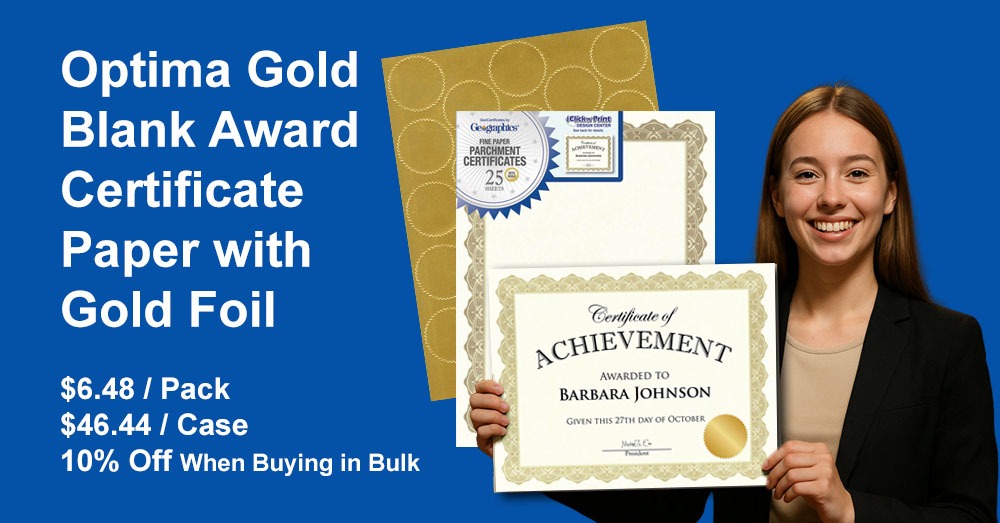 Geographics Optima Gold Certificates with Gold Foil Seals