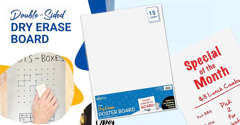 Dry Erase Poster Board ,White 2-Sided, 25/PK-Royal Brites | TheRoyalStore