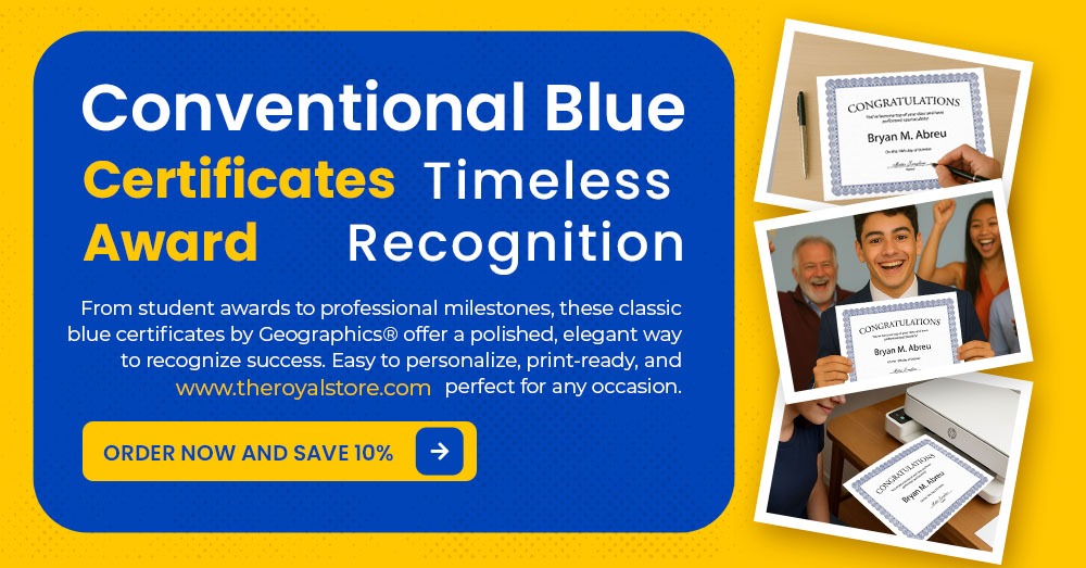 Conventional Blue Award Certificates, 8.5"x11" by Geographics