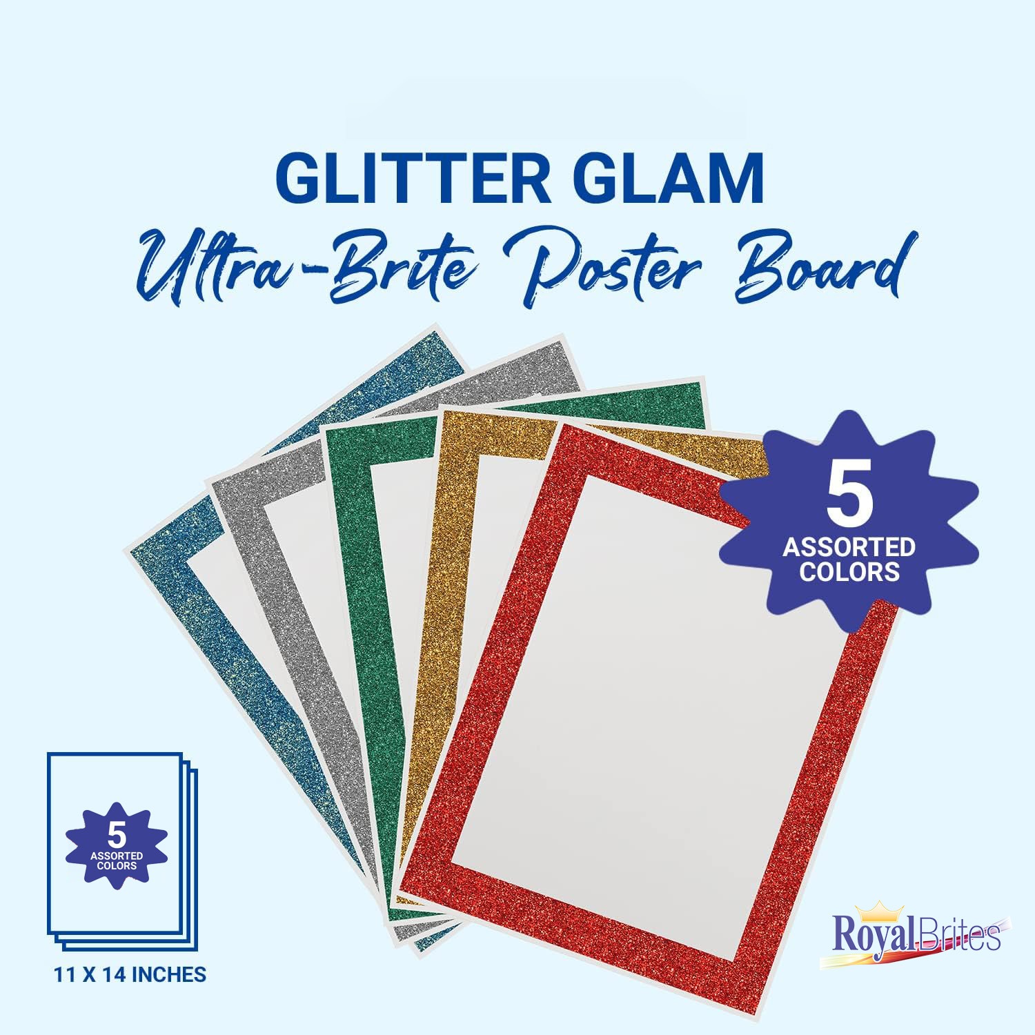 Glitter Glam Poster Board 11x14 inch, 5 colors 14 pt | Royal Brites
