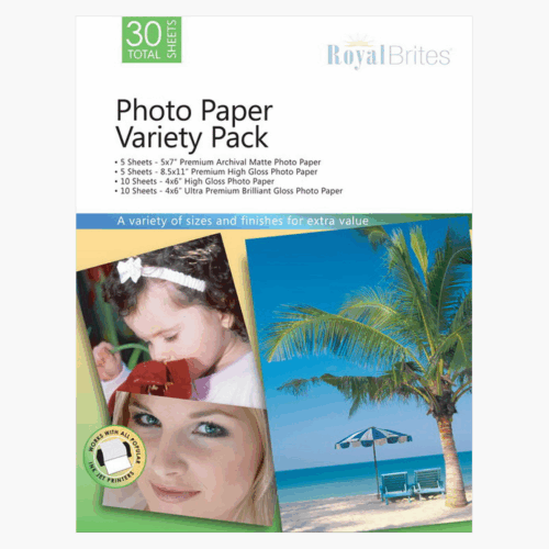 High Gloss Photo Paper Assorted Sizes, 30/pack, 10 packs/case by Royal ...