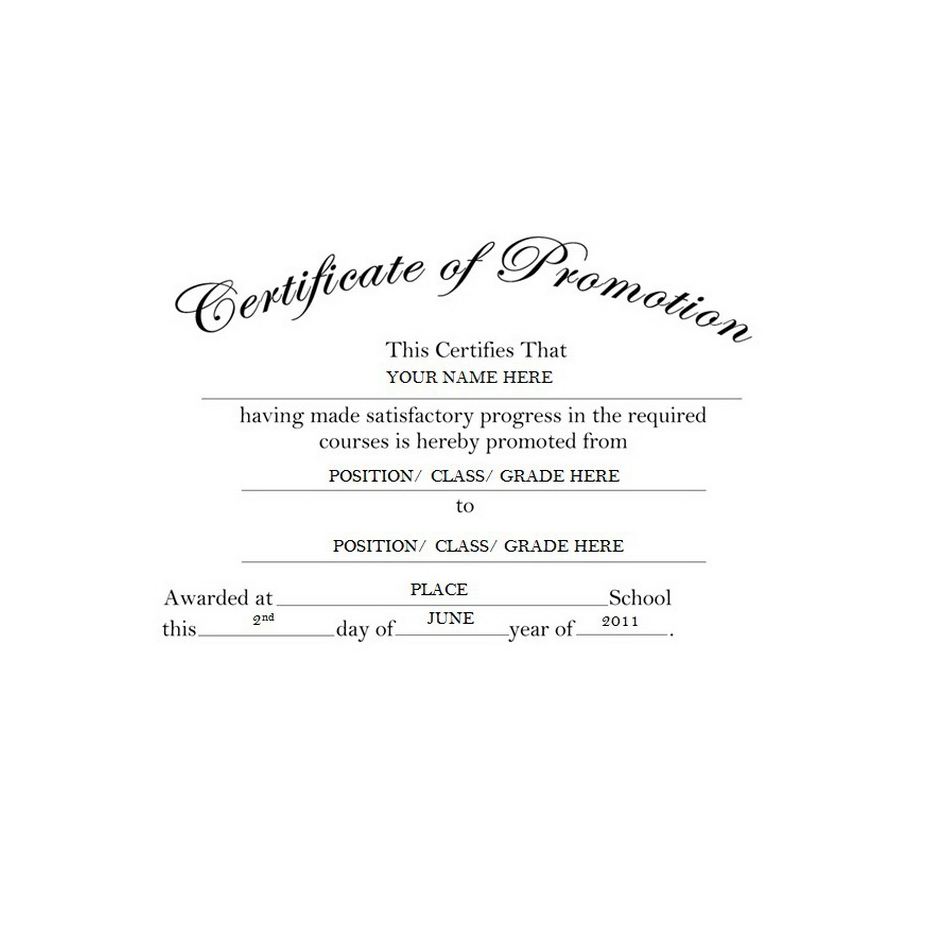 Certificate of Promotion Template | TheRoyalStore