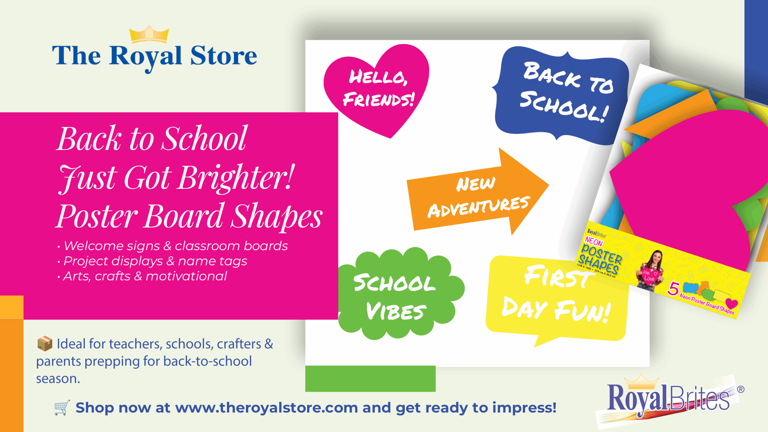 Neon Poster Board Shapes 11"x14" 12 pt | Royal Brites