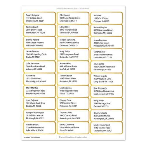 Gold Foil Border Mailing Labels, 1"x2.63" | TheRoyalStore