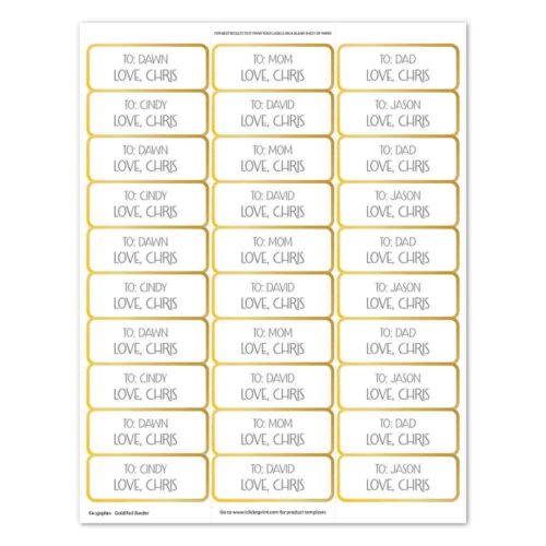 Gold Foil Border Mailing Labels, 1"x2.63" | TheRoyalStore