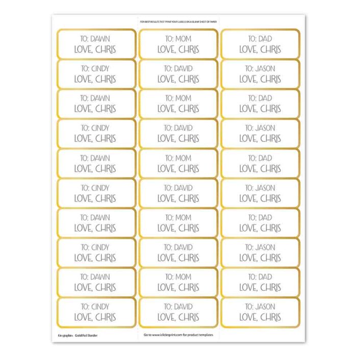 Gold Foil Border Mailing Labels, 1"x2.63" | TheRoyalStore